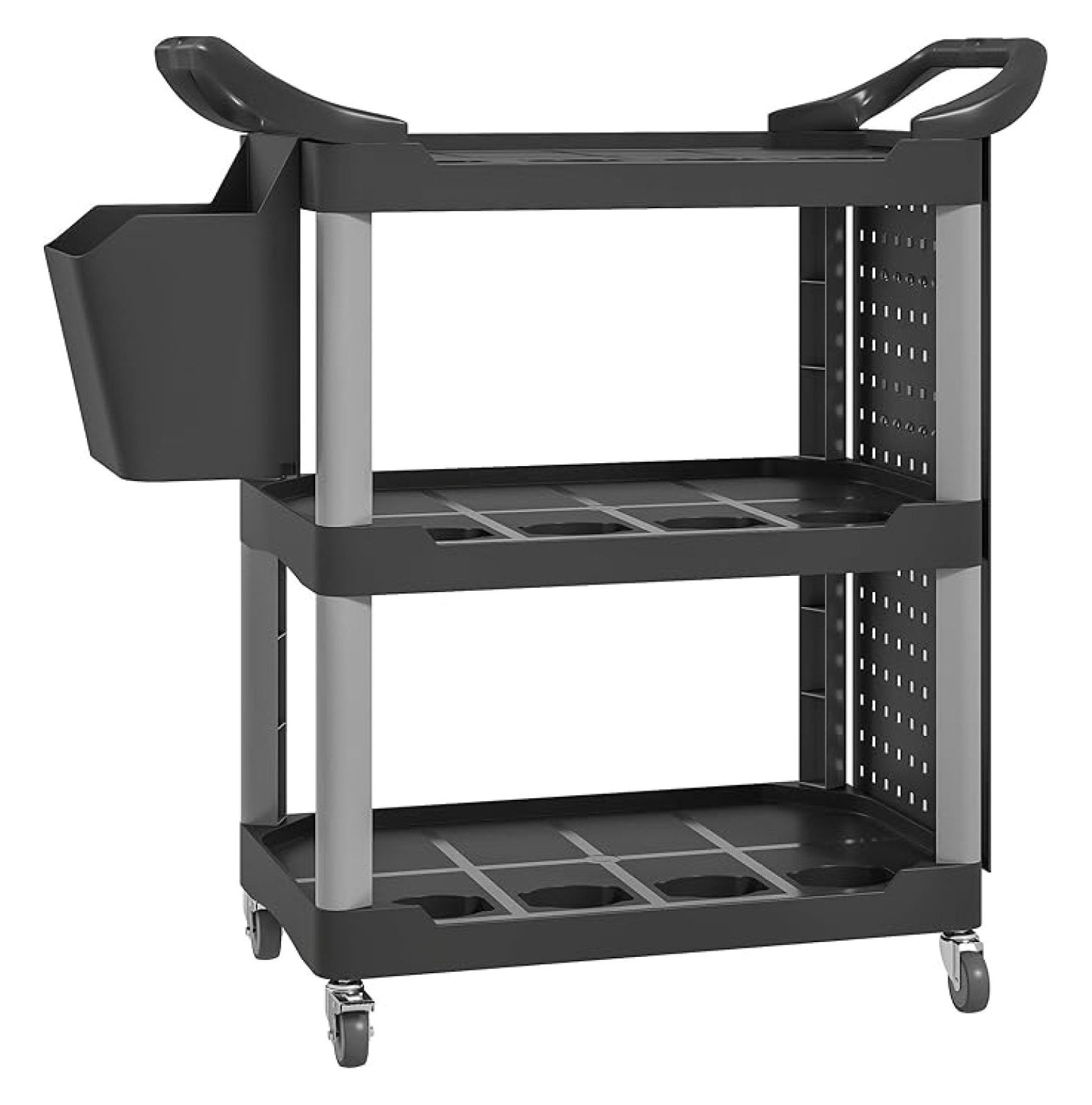 3 Tier Utility Cart on Wheels, Rolling Storage with Pegboards and ...