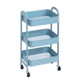 3 Tier Utility Rolling Cart with Lockable Wheels, Metal Multifunctional ...