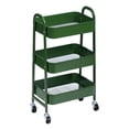 3 Tier Utility Rolling Cart with Lockable Wheels, Metal Multifunctional ...