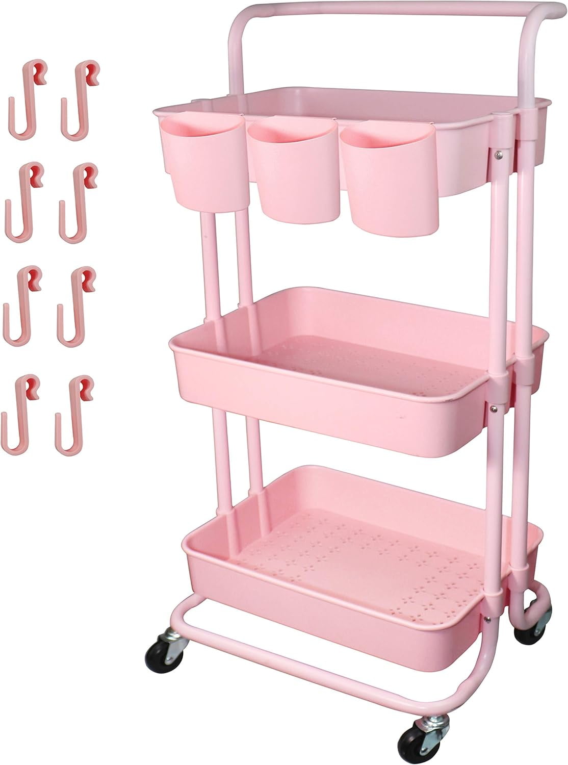 3 Tier Utility Rolling Cart Multifunction Organizer Shelf Storage Cart ...