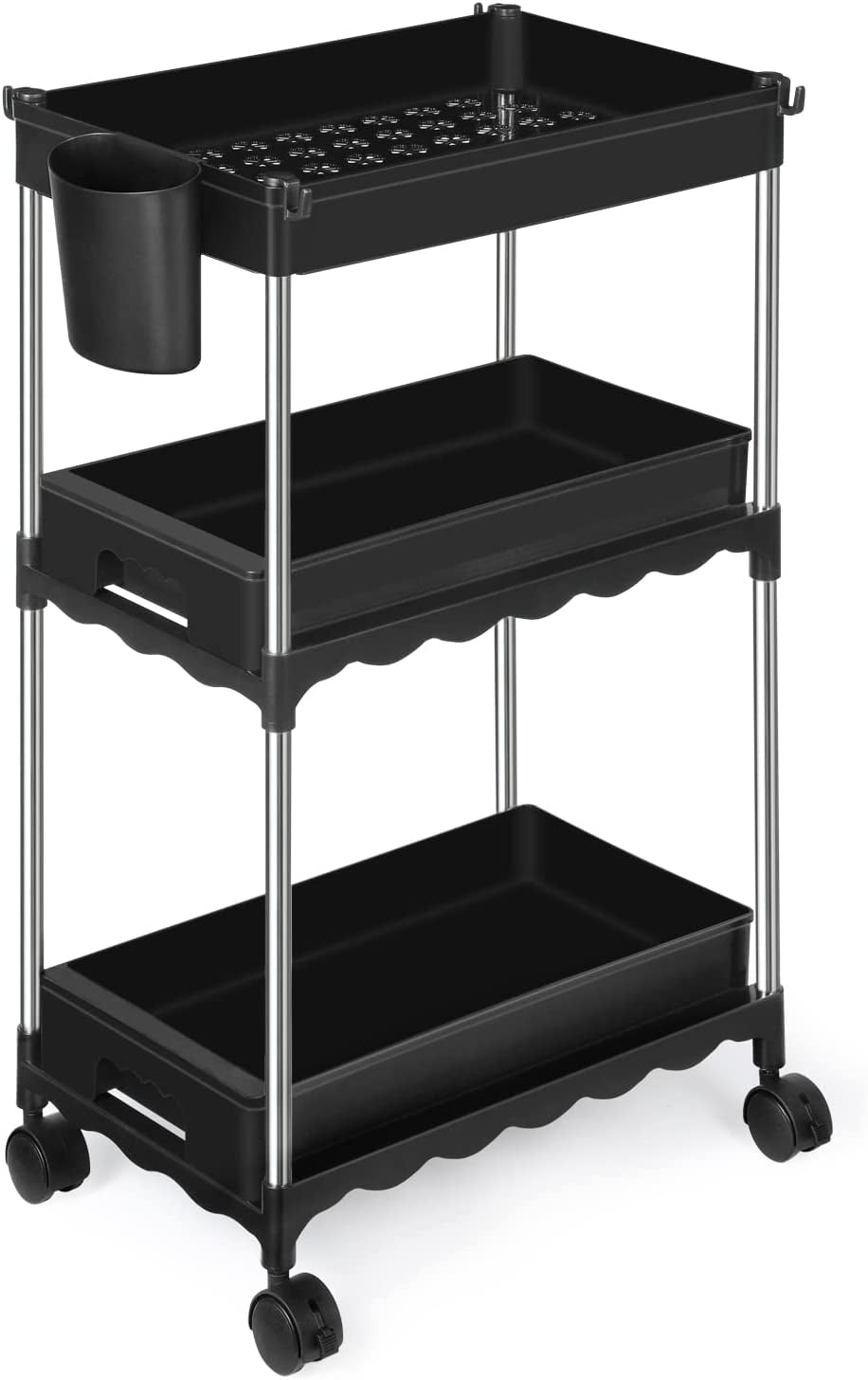 3 Tier Utility Rolling Cart with Sliding Drawer - Walmart.com