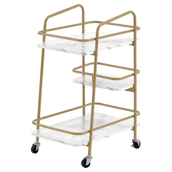 3-Tier Utility Storage Cart Metal Frame Rolling Trolley with Wheels ...