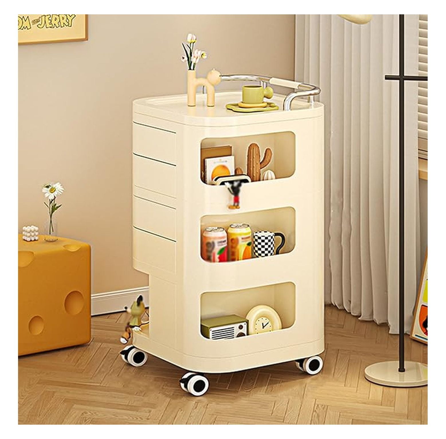 3 Tier Utility Storage Cart with Wheels and Slide Out Drawers,Rolling ...