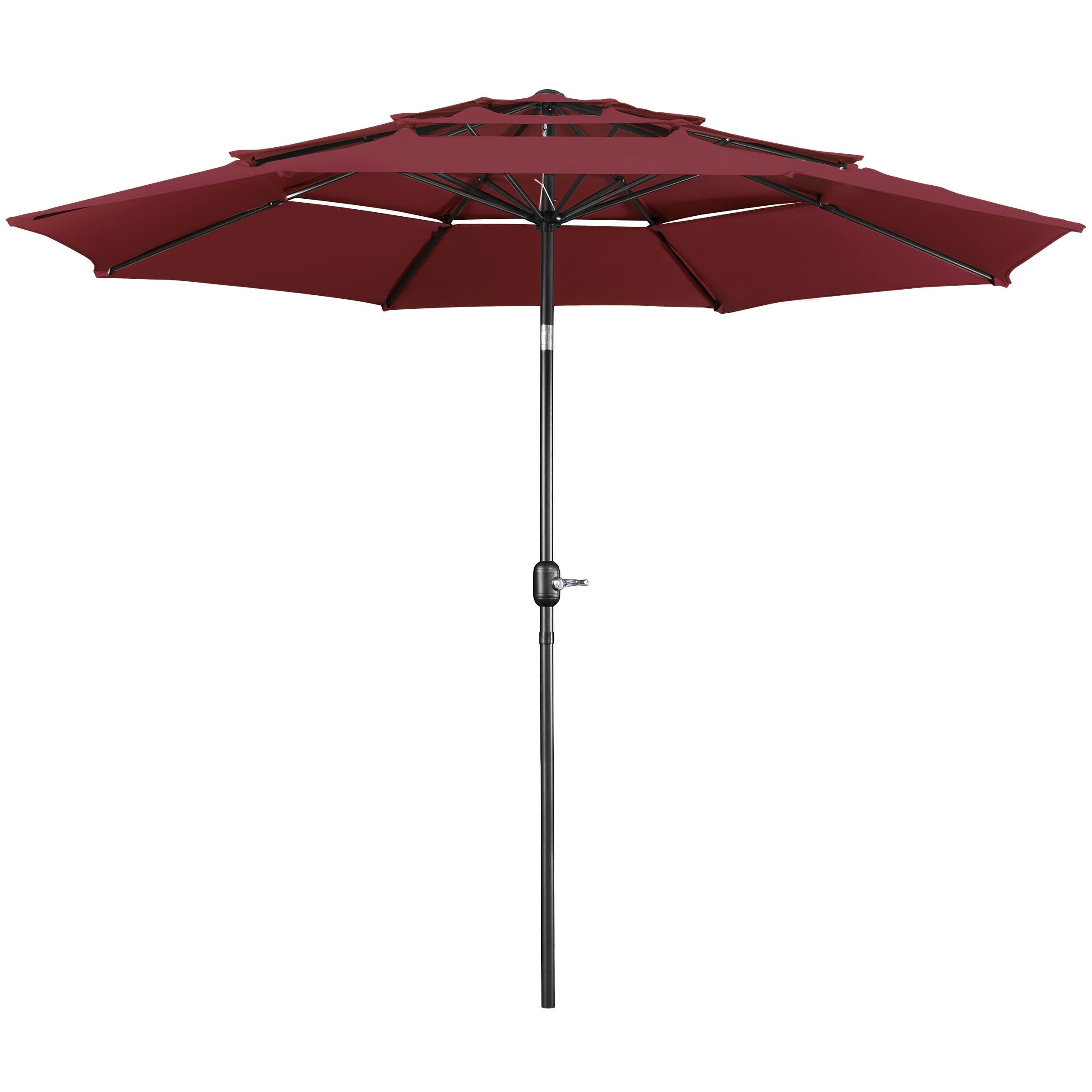 3 Tier Vent 10ft Patio Umbrella, 220g Thick Polyester Fabric & Iron ...