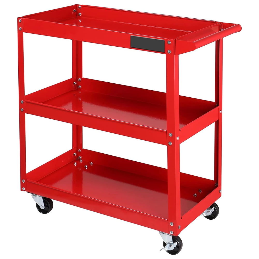 3 Tier Rolling Tool Cart with 3 Shelves, 330 Lbs Heavy Duty Steel ...