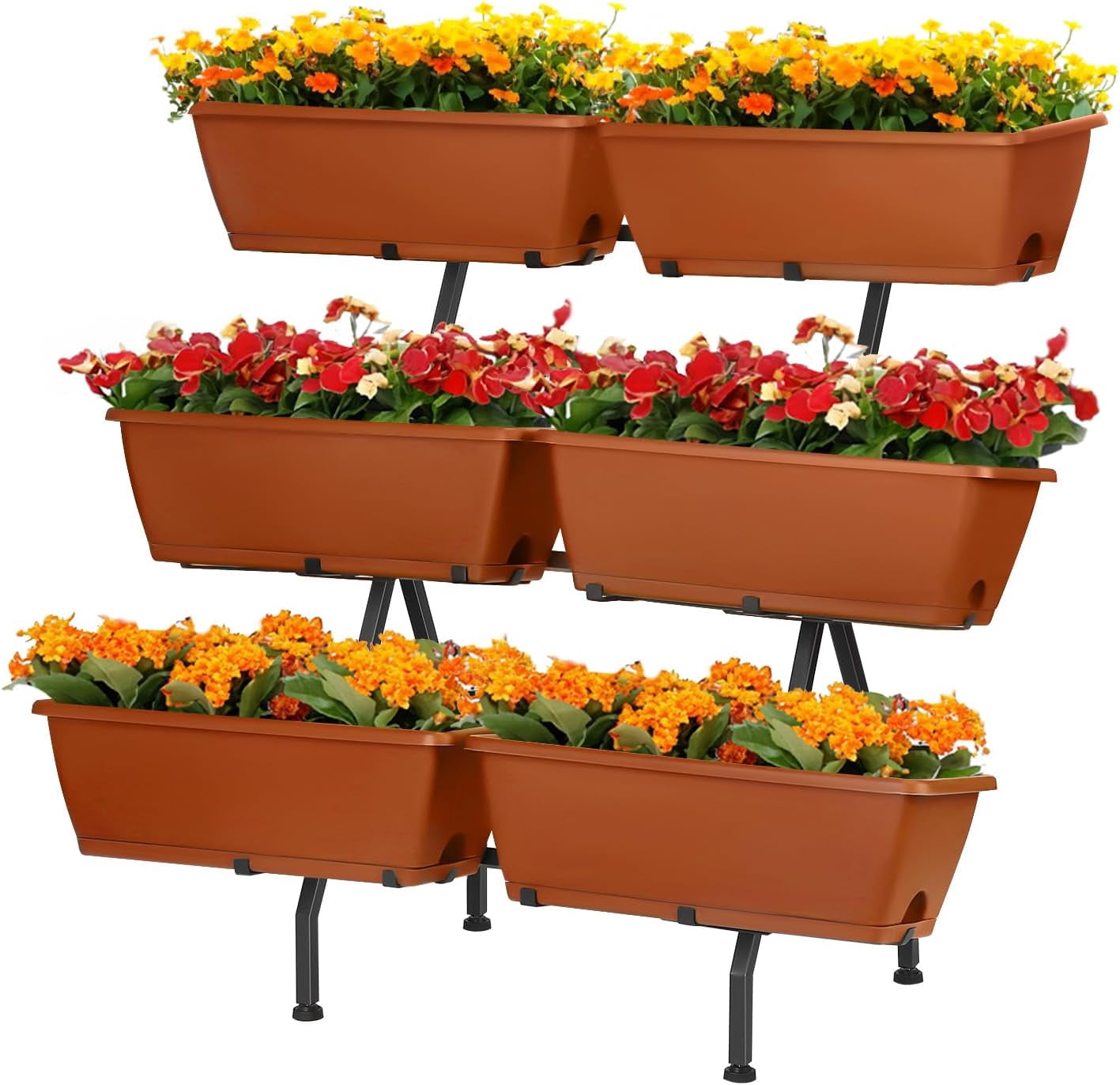 3 Tier Vertical Garden Planter with 6 Boxes, Vertical Raised Garden Bed ...