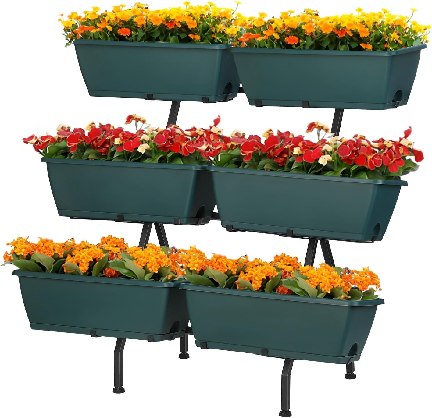 3 Tier Vertical Garden Planter with 6 Boxes, Vertical Raised Garden Bed ...