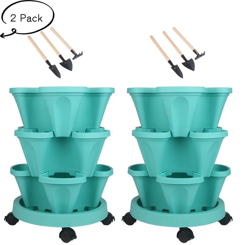DUNCHATY 2PC 3-Tier Stackable Vertical Garden Planter for Strawberries ...