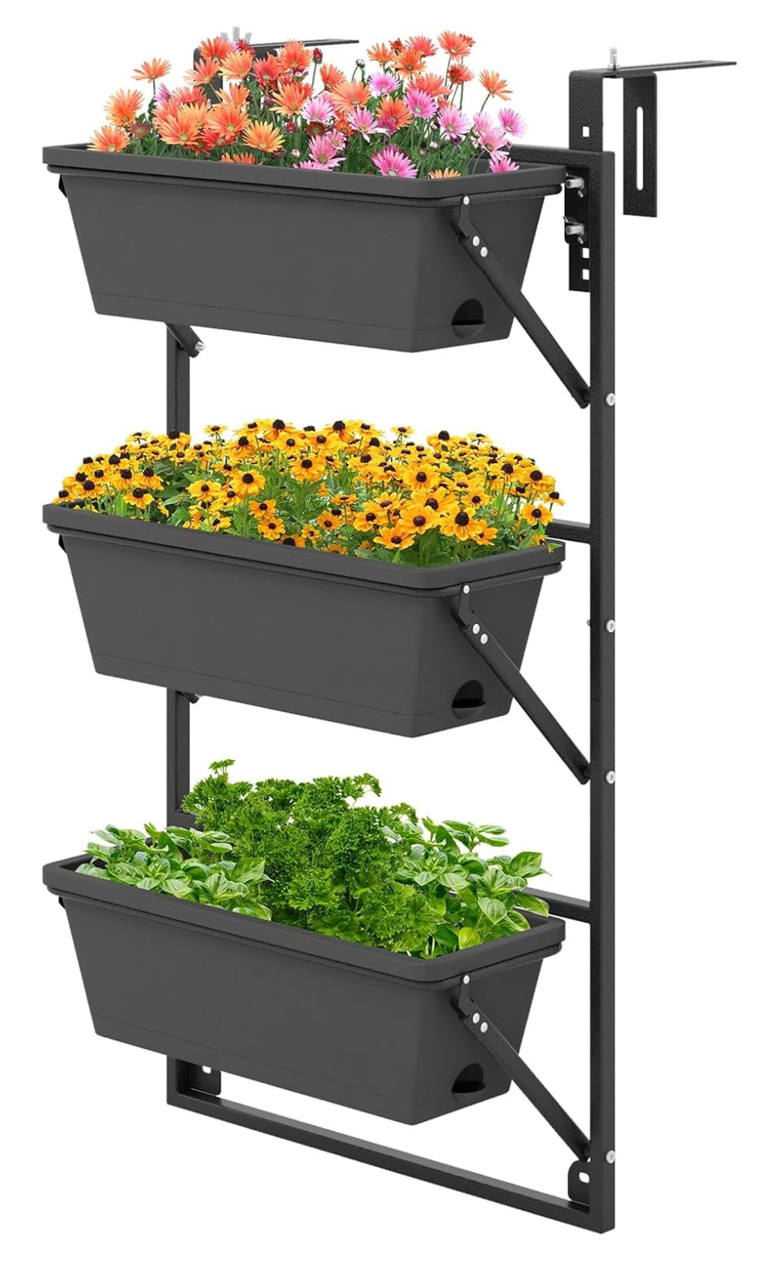 3-Tier Vertical Hanging Planter, Garden Wall Planter Box with 3 Pots ...
