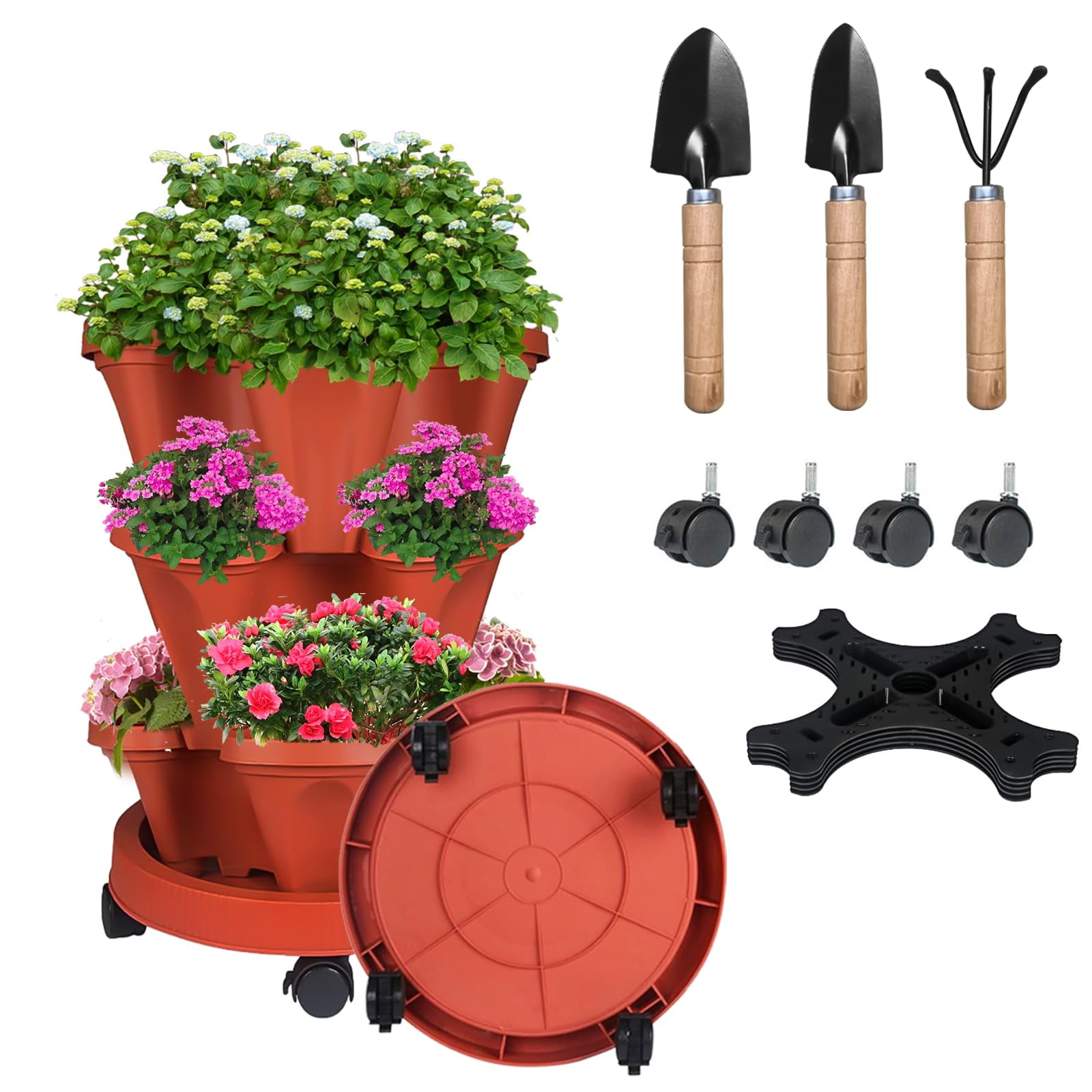 3 Tier Vertical Strawberry Planter-Tower Stackable Herb Planter ...