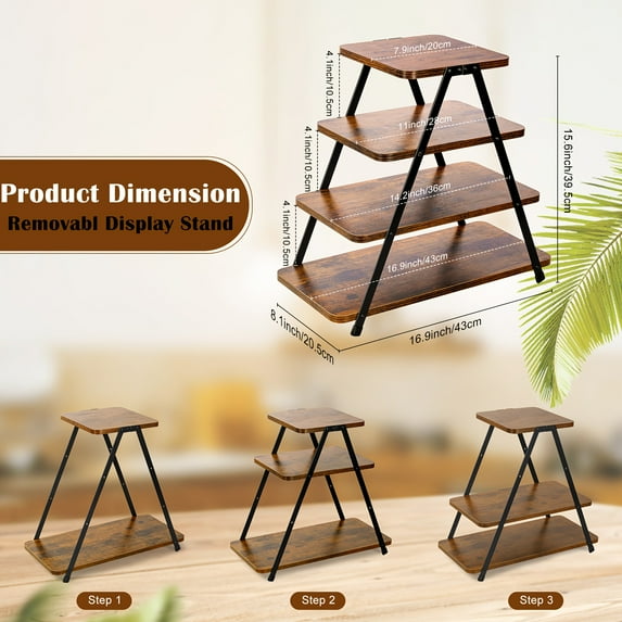 **3-Tier Vintage Wood Cupcake Stand - Holds 50 Cupcakes, Dessert Table ...