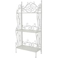 3-Tier Vintage Wrought Iron Plant Stand, White Metal Bakers Rack, Multi ...