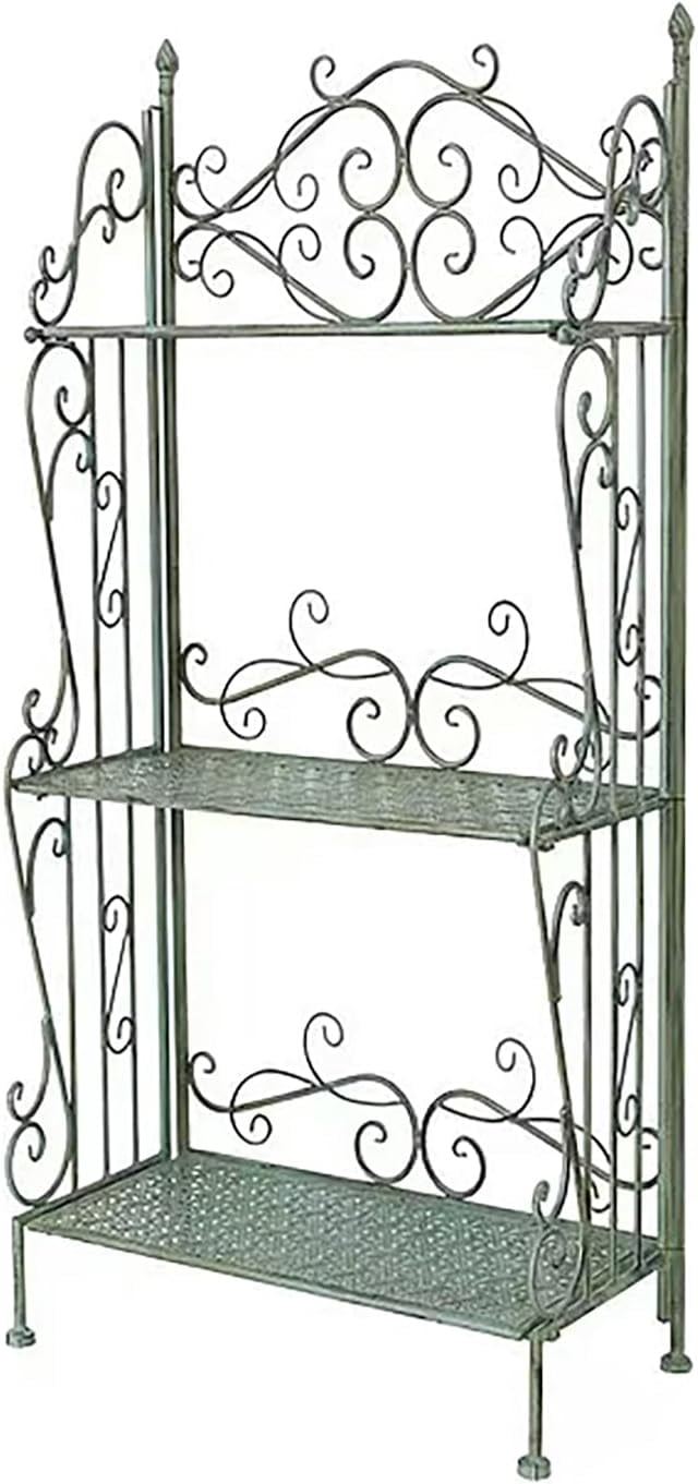 3-Tier Vintage Wrought Iron Plant Stand, White Metal Bakers Rack, Multi ...