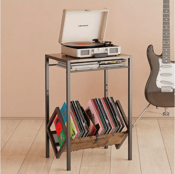 3-Tier Vinyl Record Player Stand with Storage Shelf – Holds 100+ LP ...