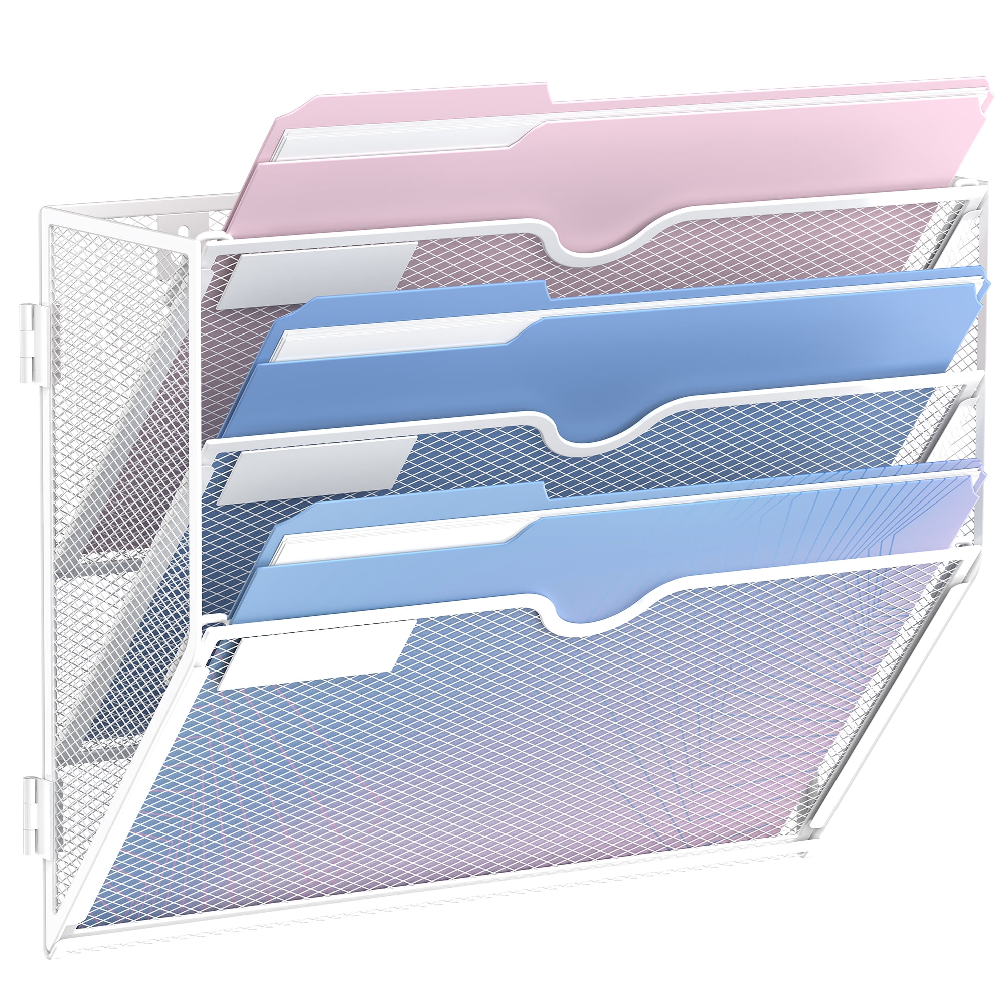 INTIGE Mesh 3-Compartment Hanging Wall File Organizer, Black & White ...