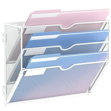 INTIGE 4 Pcs Metal Wall File Pockets, 2-Compartment Vertical Wall File ...