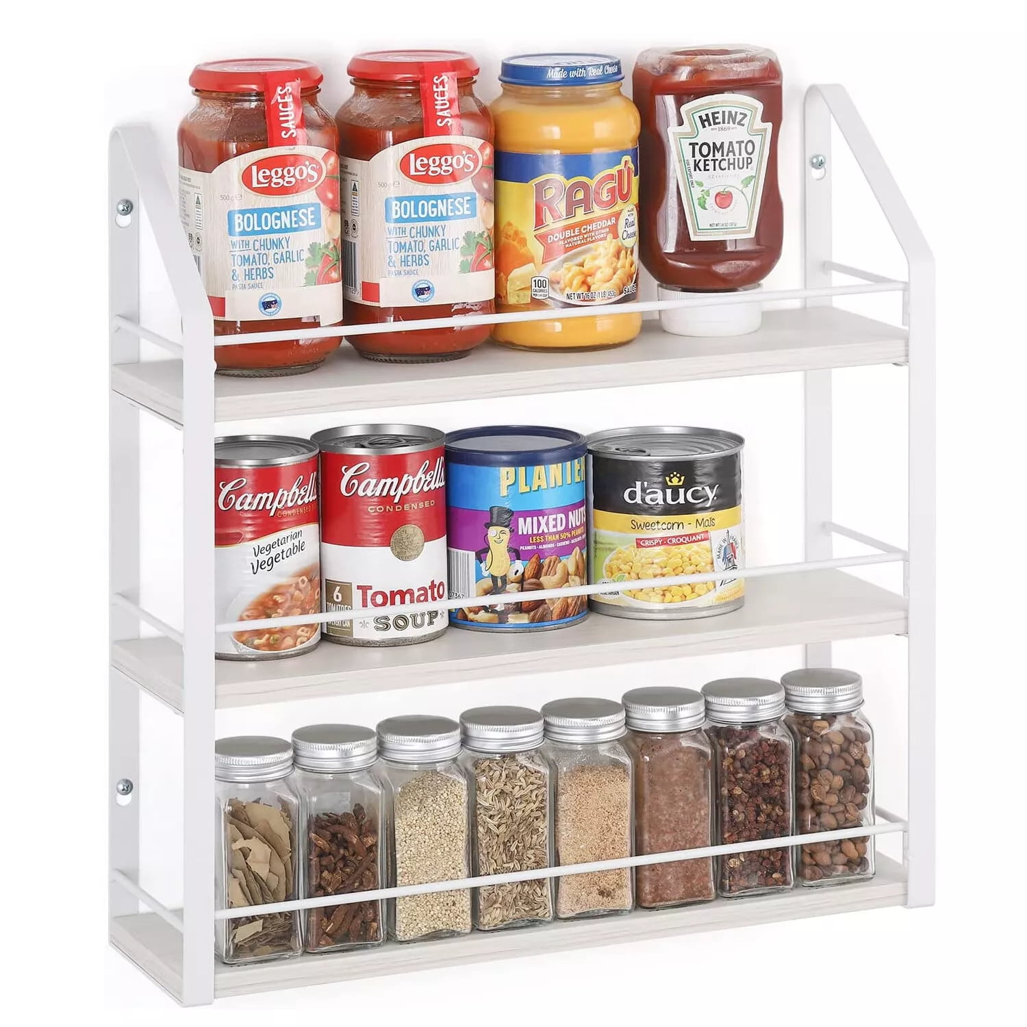 3 Tier Wall Mount Spice Rack Organizer Hanging Kitchen Storage Shef ...