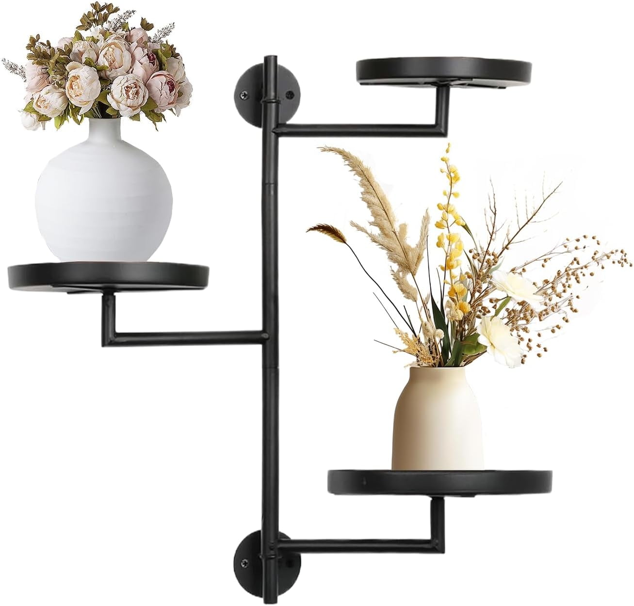 3-Tier Wall Plant Shelves Stand Holder - 360° Rotating Metal Plant ...
