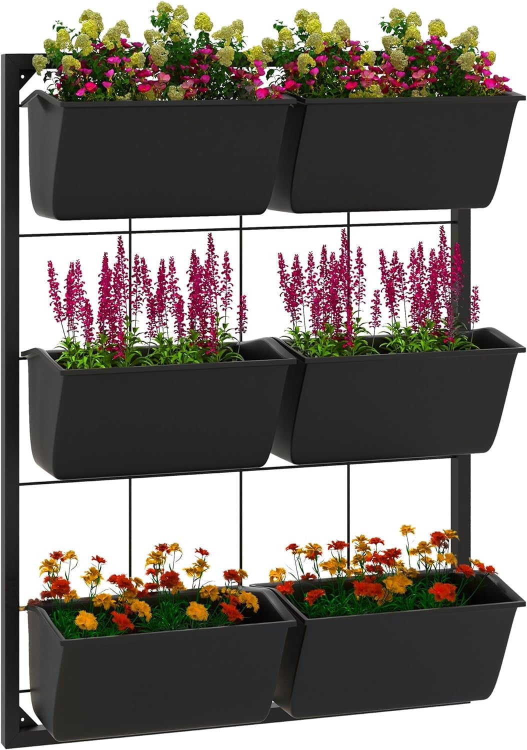 3-Tier Wall Planter with 6 Pots for Indoor and Outdoor Use, Hanging ...