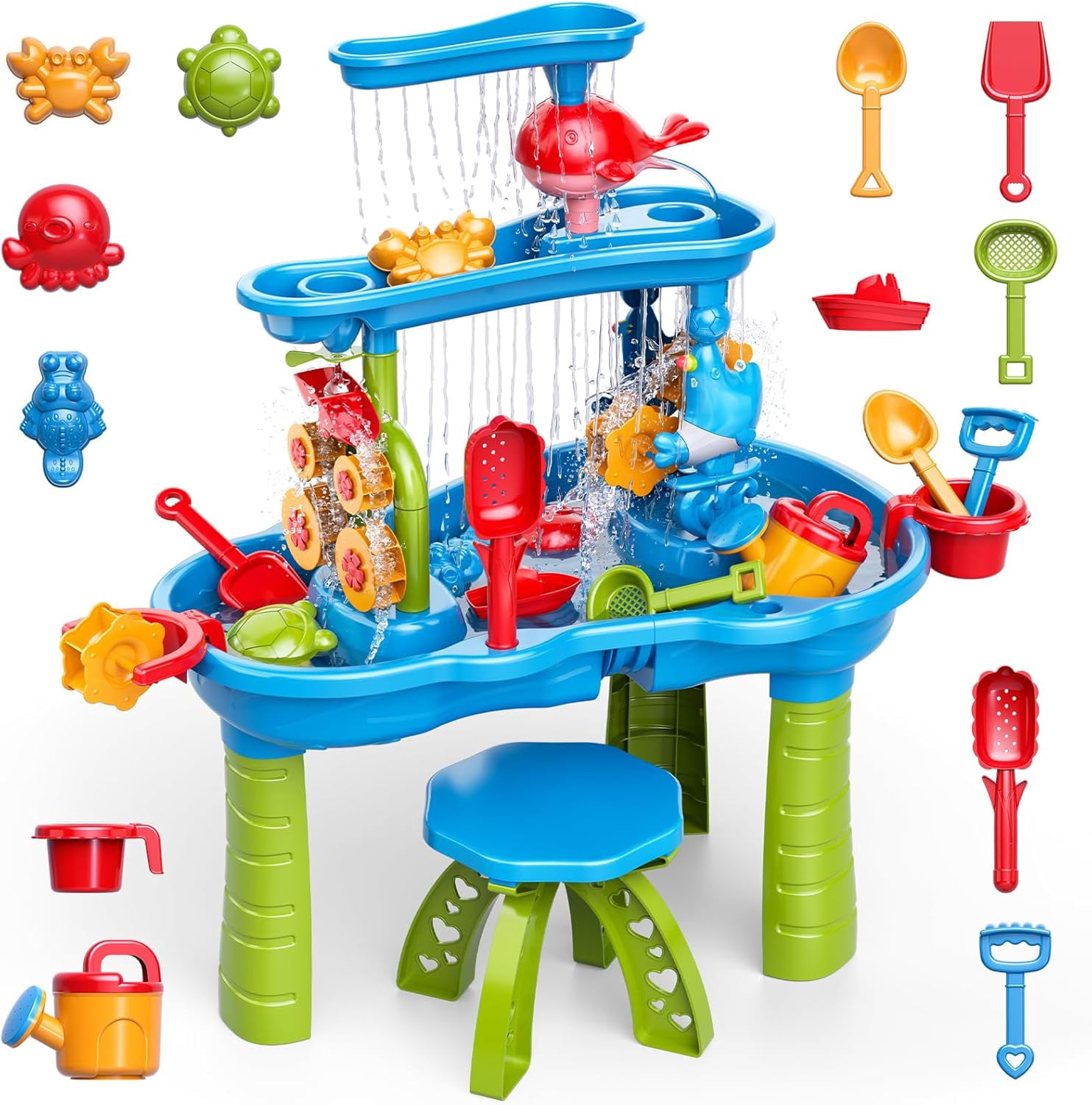 3-Tier Water Table for Kids Ages 3-5 4-8, Toddlers Outdoor Summer Water ...