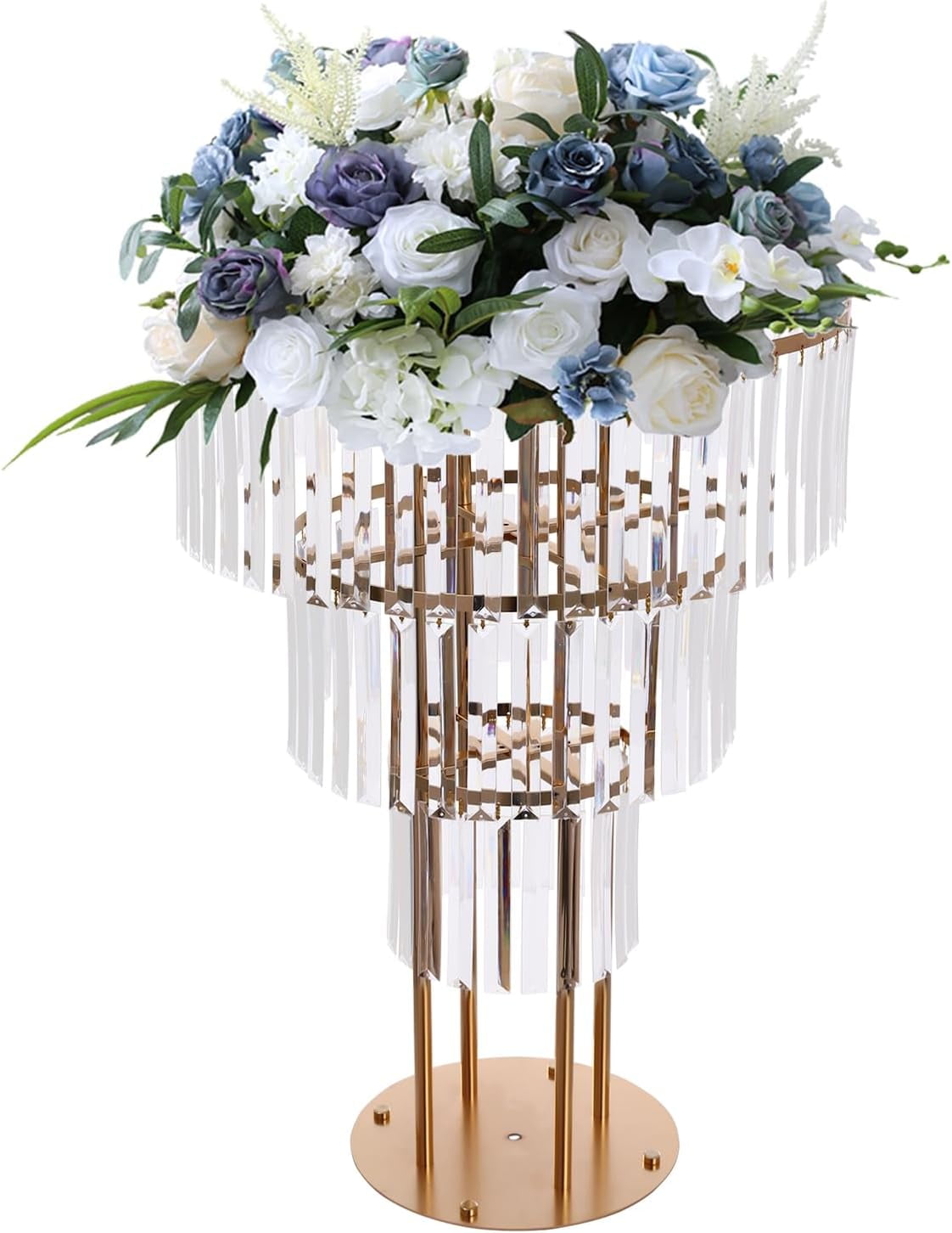 3 Tier Wedding Gold Crystal Flower Stand, 19.69 * 35.43 inch Luxury ...