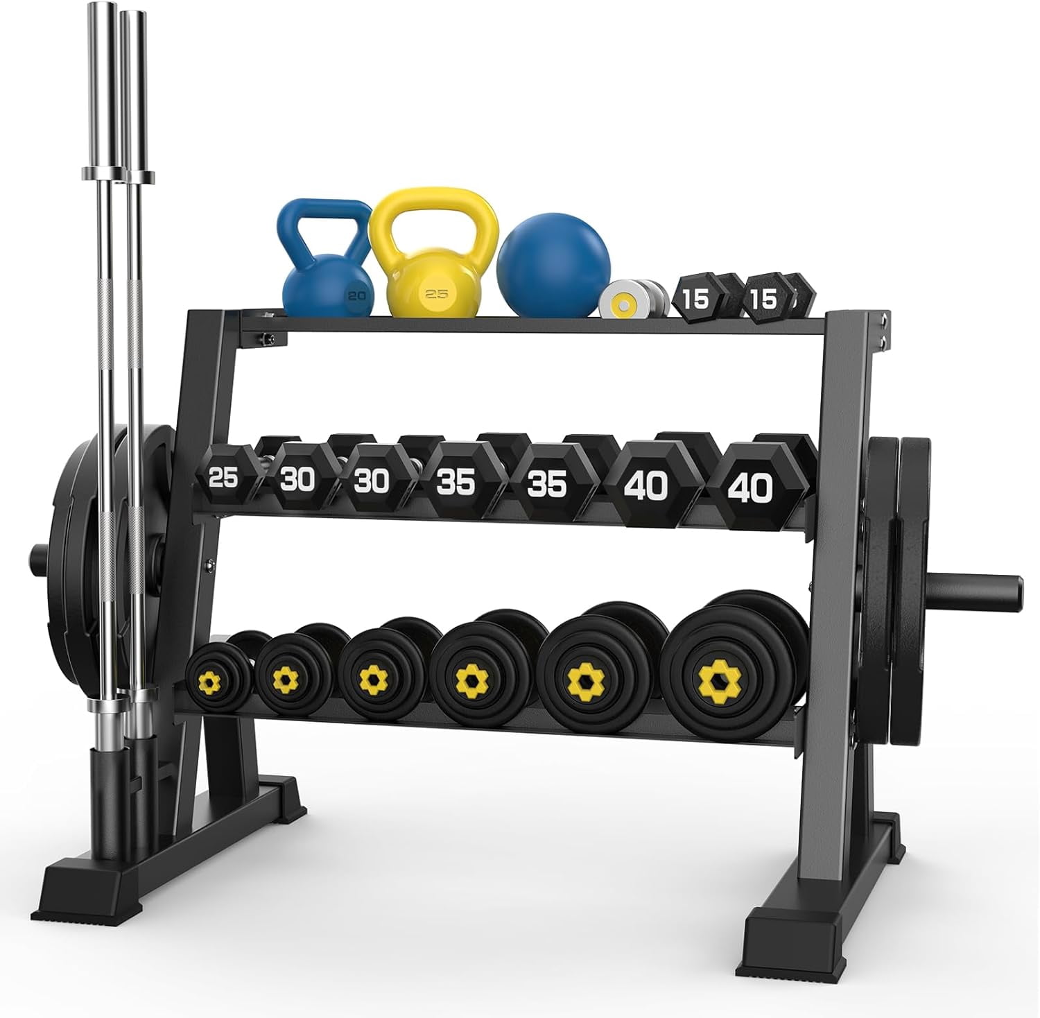 3-Tier Weight Rack, Dumbbell Kettlebell Rack 1100LB Capacity Weight ...