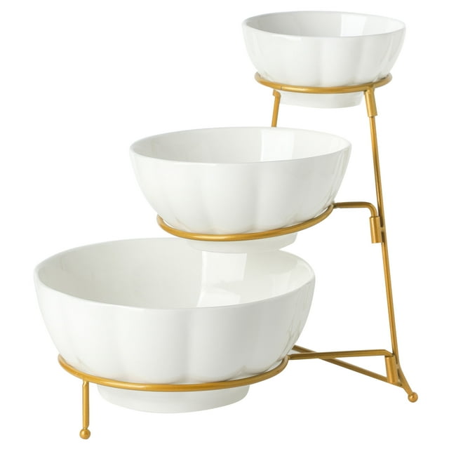 XINLT-3 Tier Serving Bowls with Stand, Porcelain Tiered Serving Tray ...
