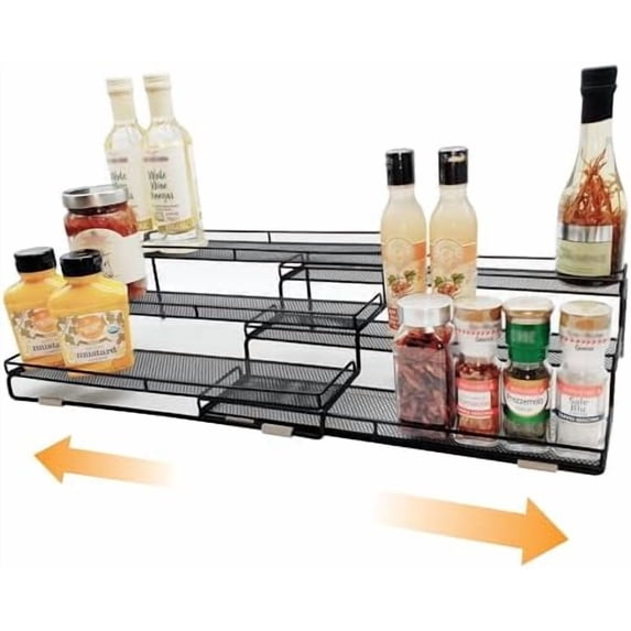 3 Tier Wide Expandable Cabinet Spice Rack Organizer (14.5" to 29.1 ...