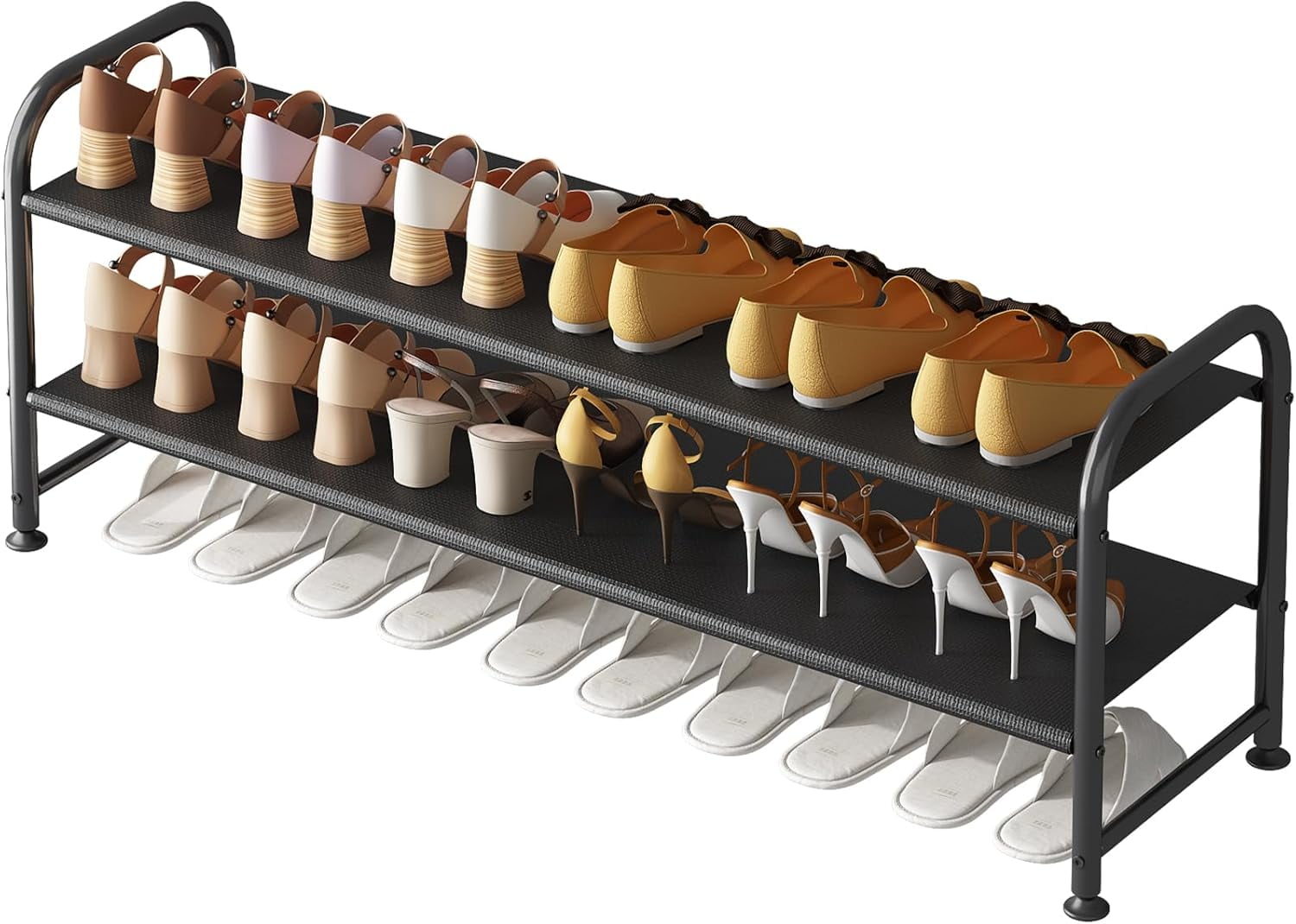 3-Tier Wide Metal Shoe Rack - Long Storage Shelf for Entryway/Closet ...