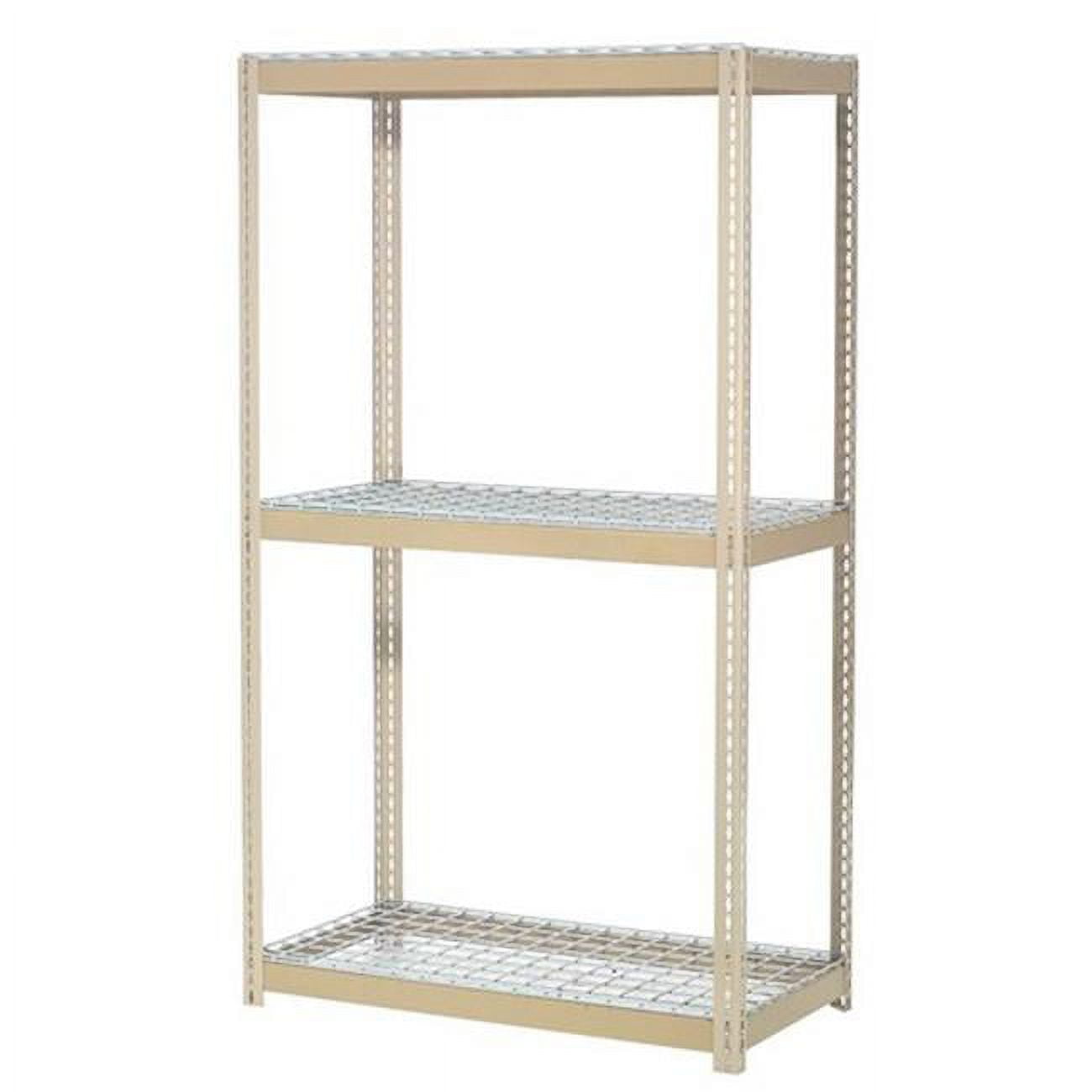 3 Tier Wide Span Storage Rack with 3 in. Square Mesh, Tan - 96 x 24 x ...