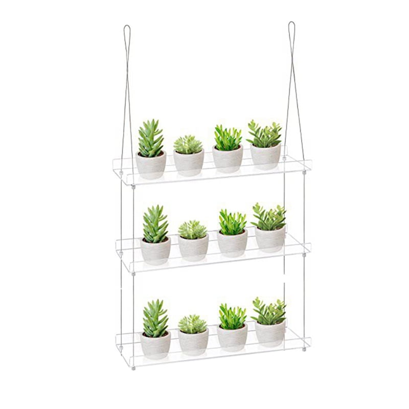 3-Tier Window Plant Shelves 16 Inch, Acrylic Adjustable Hanging ...