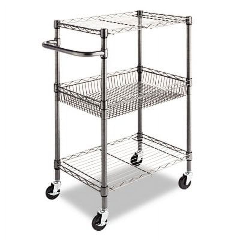 3-Tier Wire Rolling Cart, 3-Tier Wire Rolling Cart,28w x 16d x 39h, 2 ...