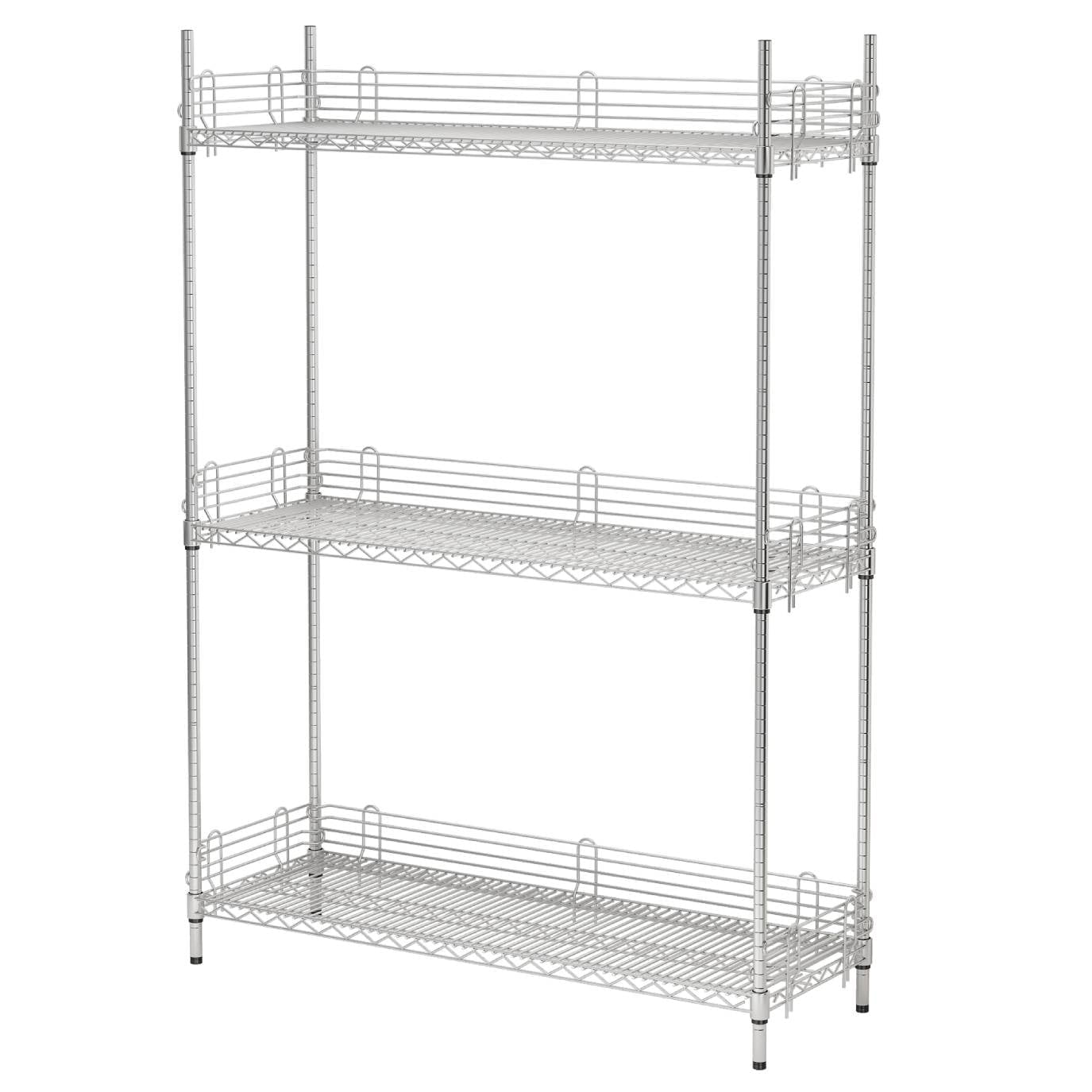 3-Tier Wire Shelving Unit w/Ledges, Adjustable Metal Storage Shelves ...