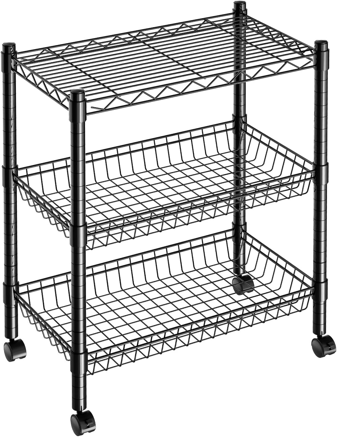 3 Tier Wire Shelving Wire Basket Shelf Storage Shelf Adjustable Metal ...