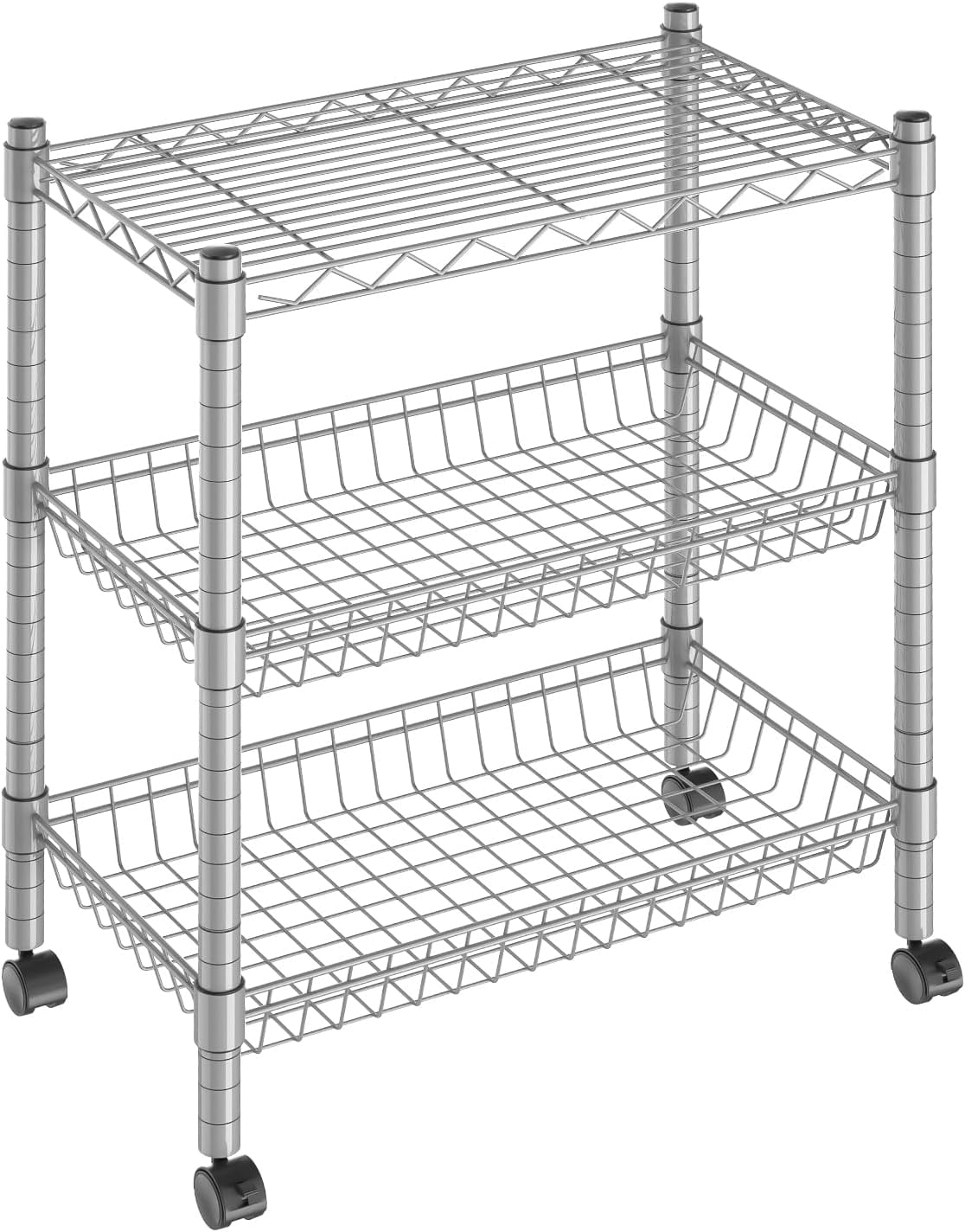 3 Tier Wire Shelving Wire Basket Shelf Storage Shelf Adjustable Metal ...
