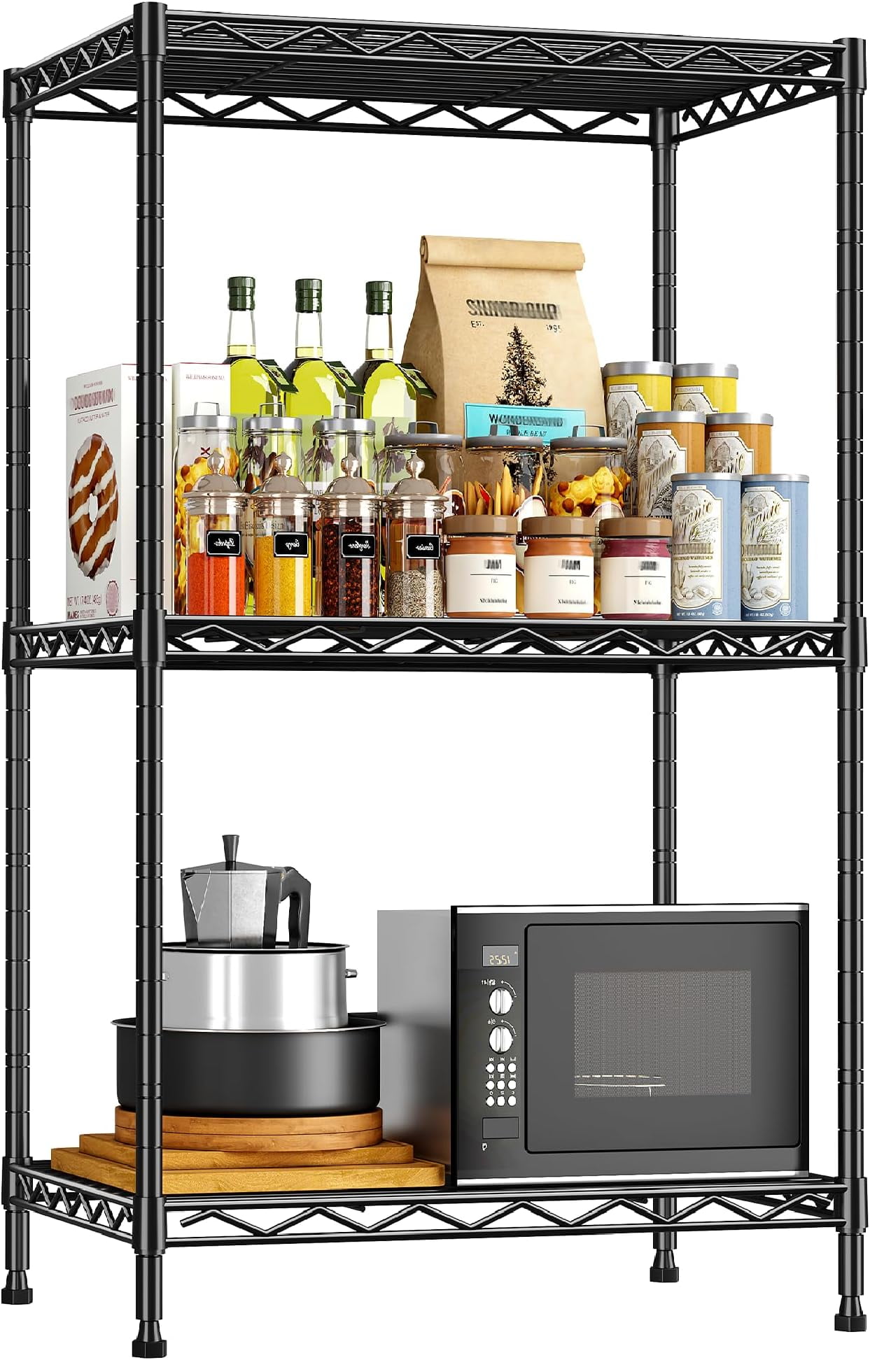 3 Tier Wire Storage Shelves,Adjustable Small Wire Shelving Unit,Utility ...