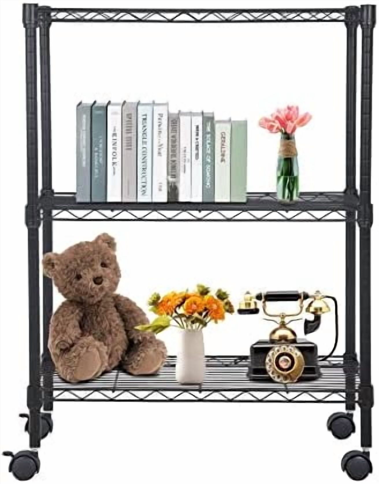 | 3-Tier Wire Storage Shelves with Wheels | 23x13x31 | Black ...