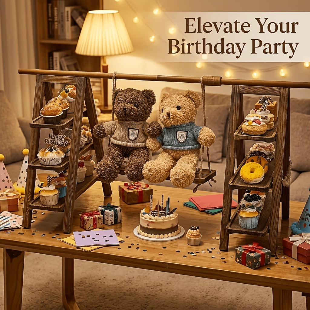 3-Tier Wood Cupcake Display Stand, Rustic Dessert Table Shelf for ...