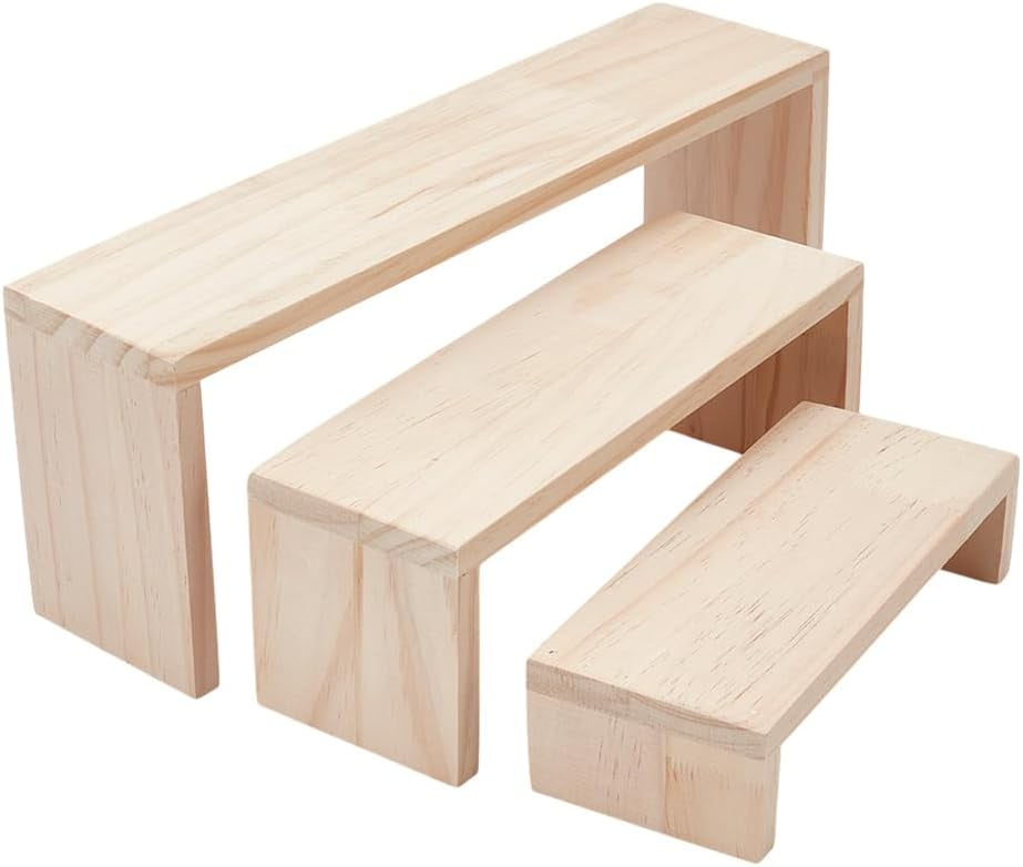 3 Tier Wood Display Risers 3 Sizes Jewelry Display Stand Wood Cupcake ...