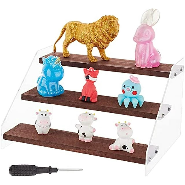 3-Tier Wood Display Stand Brown 7.9x2.1 inch Model Display Holder Wood ...