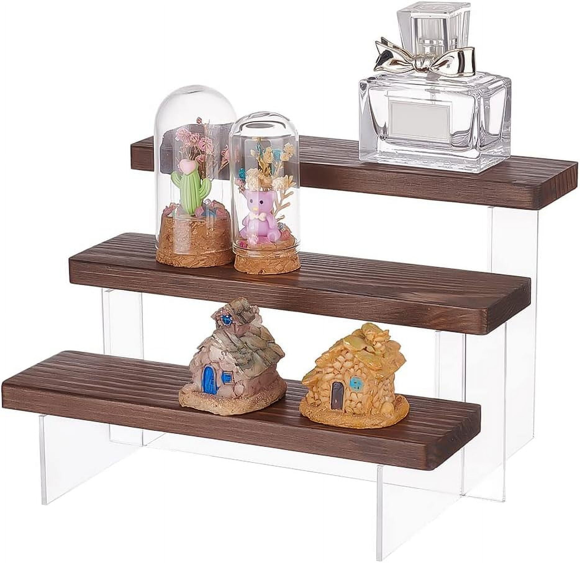 3 Tier Wood Display Stand Rustic Display Case Figures Display Risers ...