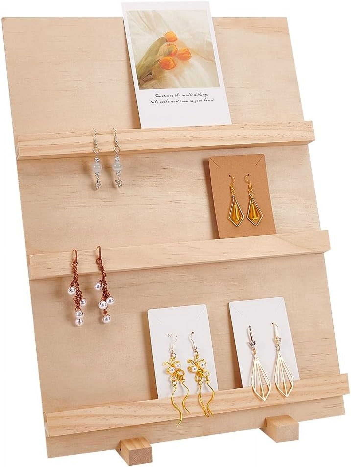 3 Tier Wood Earring Card Holder Retail Jewelry Display Rack Photos Card ...