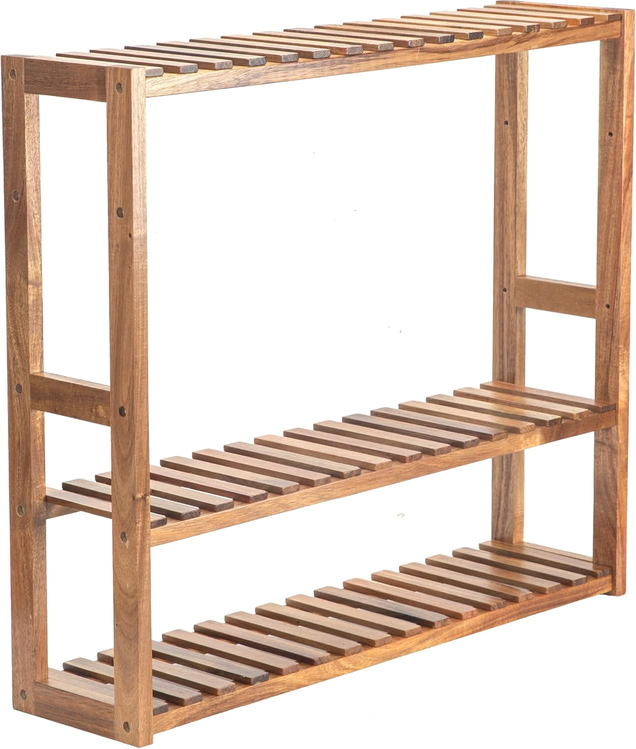 3 Tier Wood Shelf, with Adjustable Layer, Multifunctional Standing ...