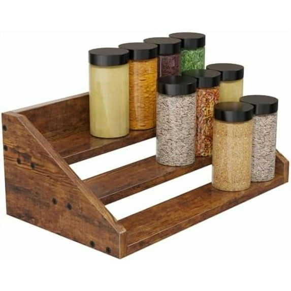 3 Tier Wood Spice Rack Organizer for Cabinet, Super Sturdy Display ...