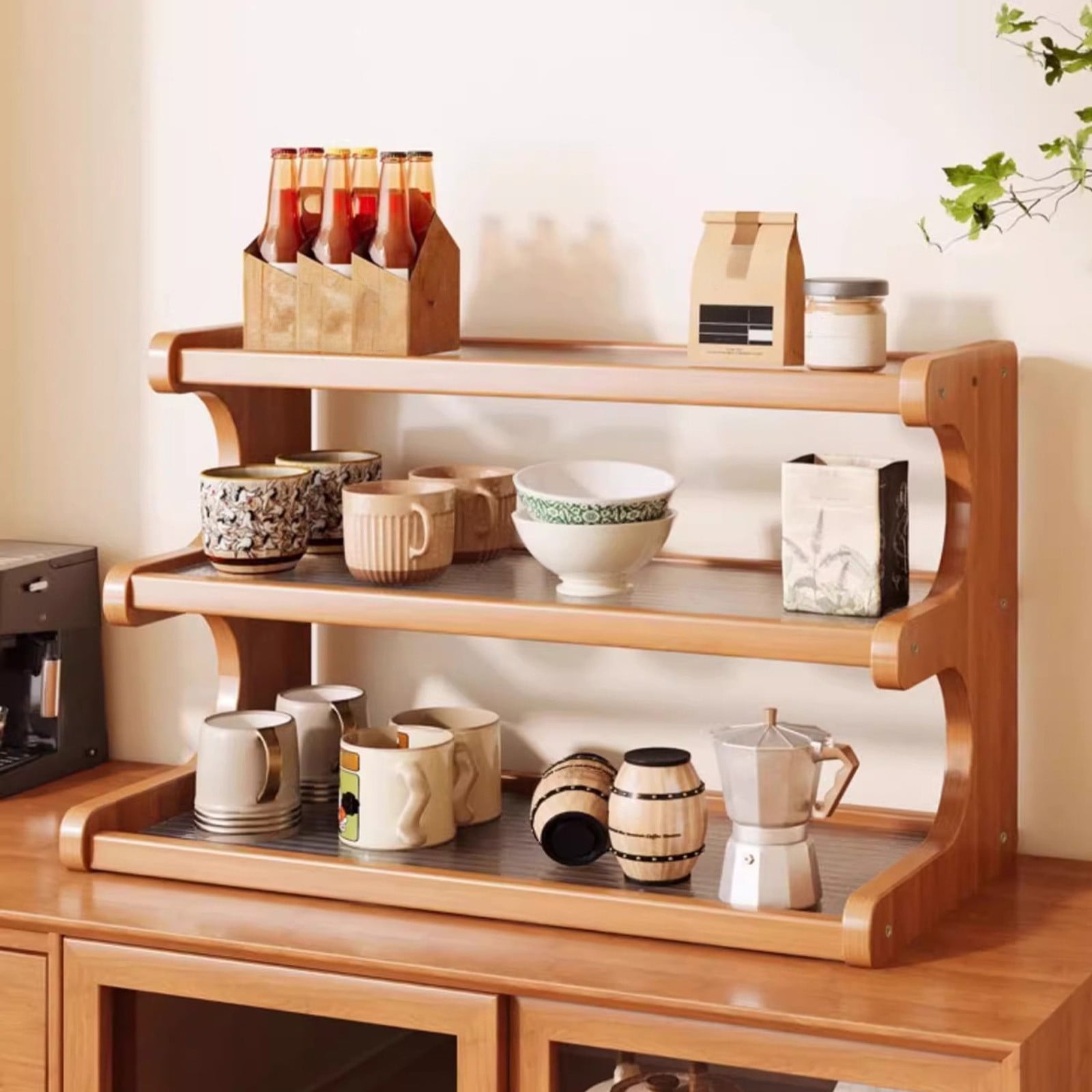 3-Tier Wooden Countertop Mug Rack, Coffee Cup Rack, Mug Display Rack ...