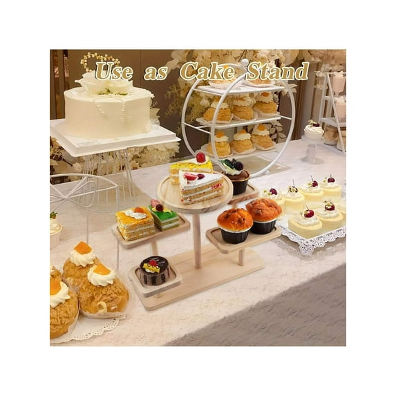 3-Tier Wooden Cupcake Stand and Dessert Display, 12 Inch Rustic Tiered ...