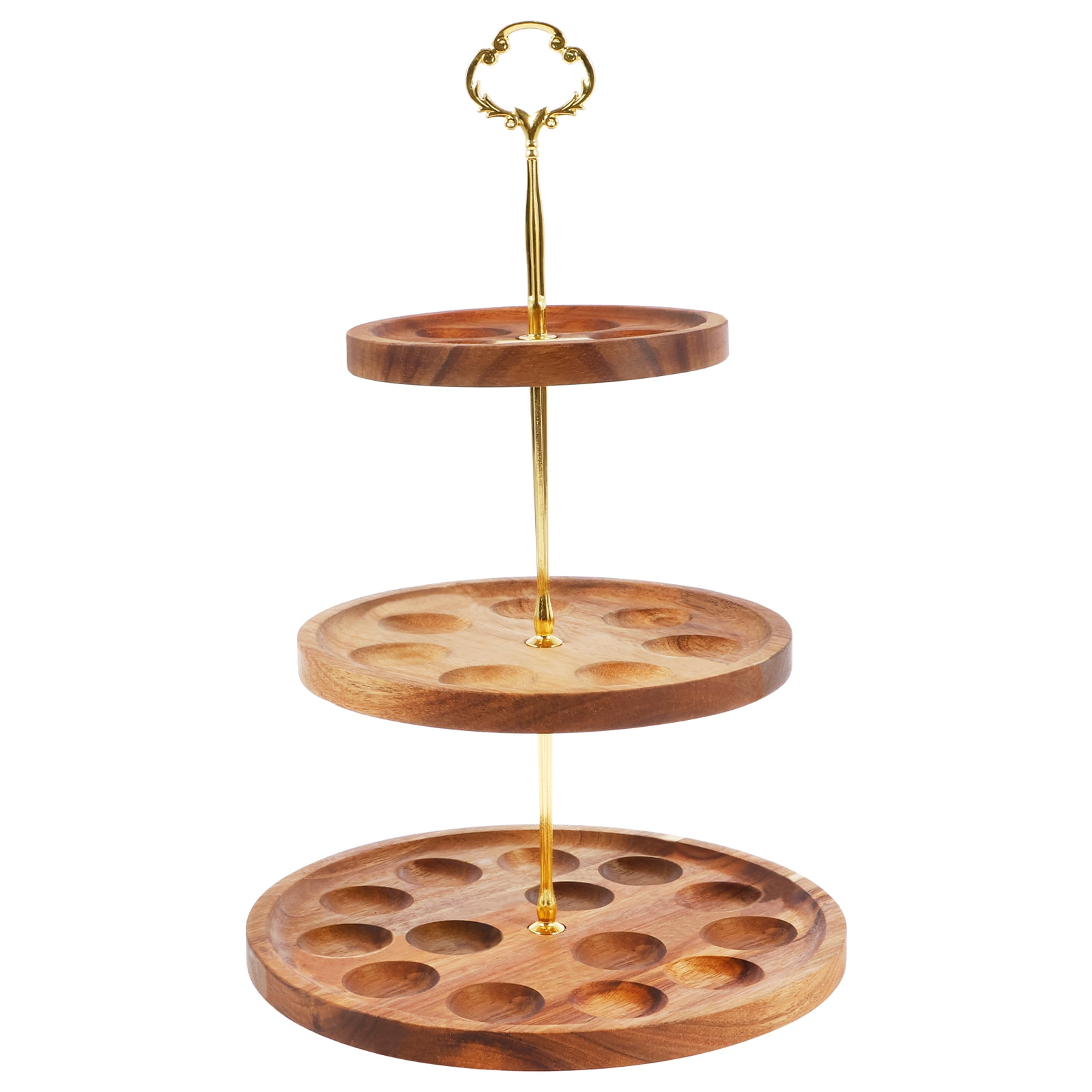 3 Tier Wooden Deviled Egg Platter for Cupcake Fruit Candy Double Sided ...