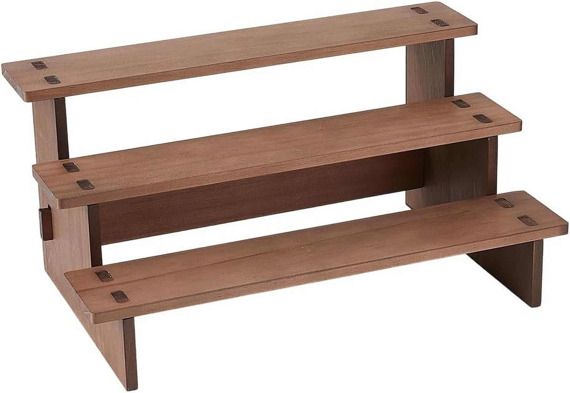 3-Tier Wooden Display Risers Stand Rectangle Wood Table Cupcake Stand ...