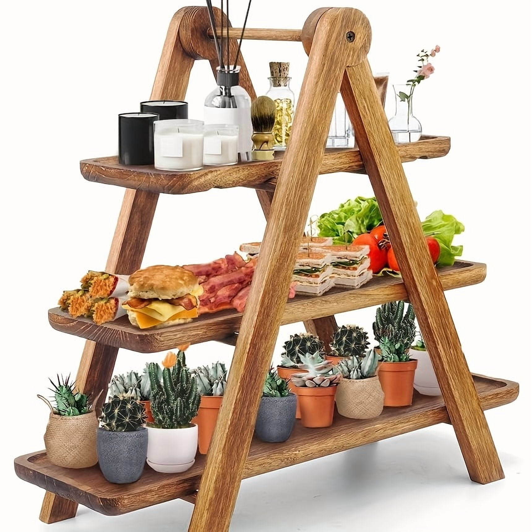 3-Tier Wooden Display Stand (Cake/Bread/Fruit), For Wedding/Party ...