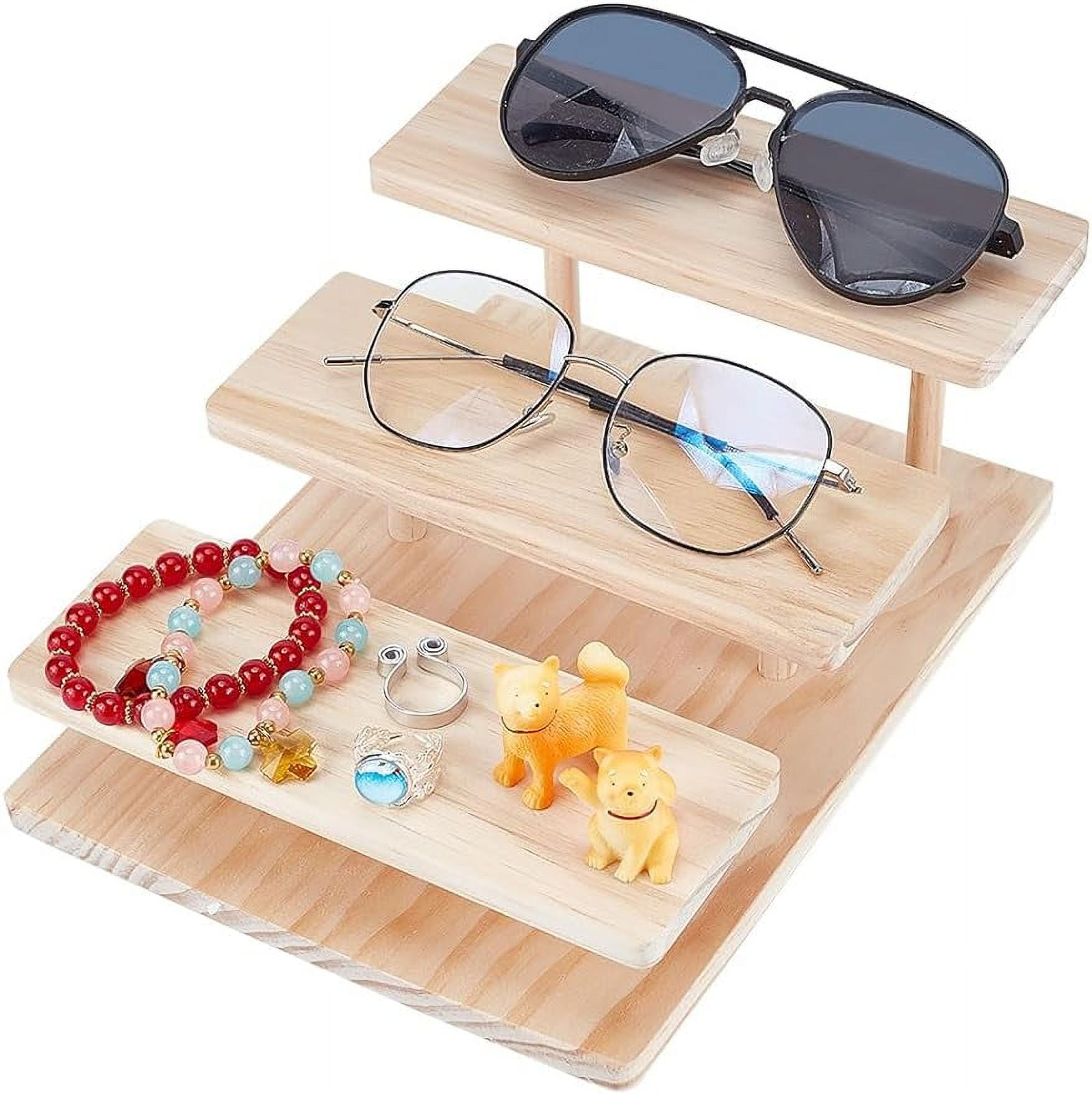 3-Tier Wooden Display Stand Rustic Eyeglass Display Risers Farmhouse ...